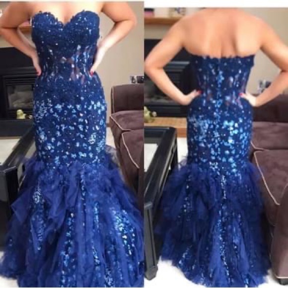 Jovani | Dresses | Blue Trumpet Prom Dress | Poshmark